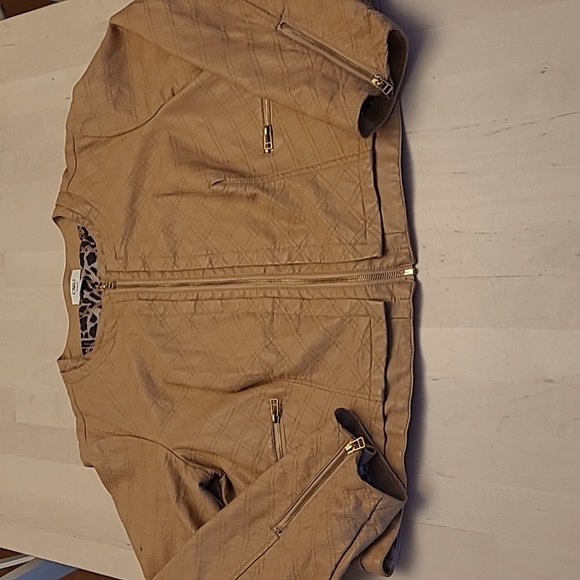 Cato | Jackets & Coats | Euc Cato Faux Leather Quilted Look Neutral Tan ...